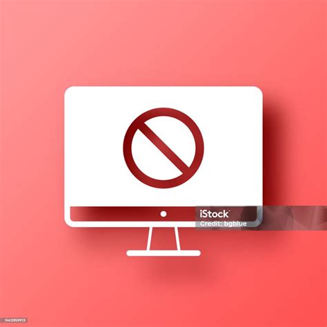 기호가 없는 데스크톱 컴퓨터 그림자가 있는 빨간색 배경의 아이콘 3차원 형태에 대한 스톡 벡터 아트 및 기타 이미지 3차원 형태 개념 경계 표지 Istock