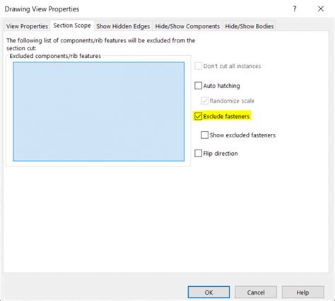 Section View SOLIDWORKS Automatically Exclude A Component