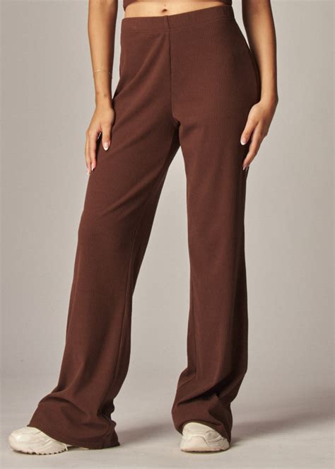 Soft Rib Wide Leg Pants Fabric Expresso Bellashoppr