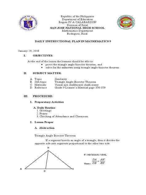 Triangle Angle Bisector Theorem Pdf Mathematics Learning