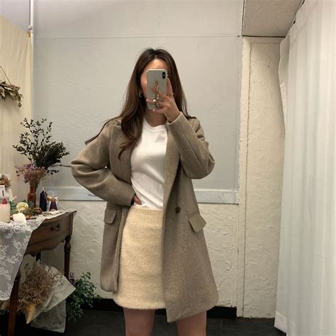 여자 여성 하프 울 반코트 키작녀 코트