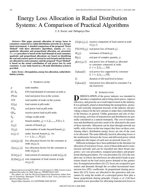 Pdf Energy Loss Allocation In Radial Distribution Systems A