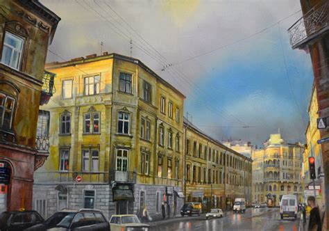 Картинка Улица Живопись Города Здания Рисованные