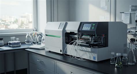 Laboratory Setting With A Sophisticated Analytical Machine On A Counter