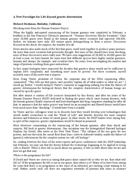 Beyond Genetic Determinism Pdf Genetics Gene