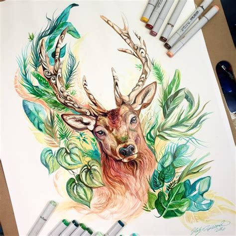 Sanctuary Deer Art Colorful Drawings Life Art