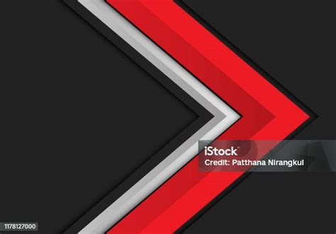 어두운 회색 빈 공간에 추상 적색 흰색 화살표 3d 방향 디자인 현대 미래 배경 벡터 그림 0명에 대한 스톡 벡터 아트 및 기타 이미지 Istock