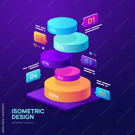 Vector Infographic Elements Isometric Design Chart For Data Presentation Stock Vector Adobe