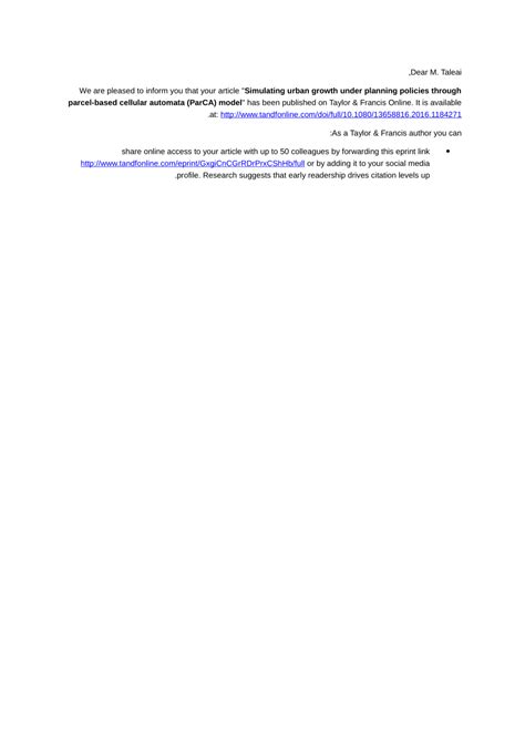 pdf simulating urban growth under planning policies through parcel