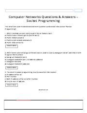 Socket Programming Computer Networks Questions Answers For Course Hero