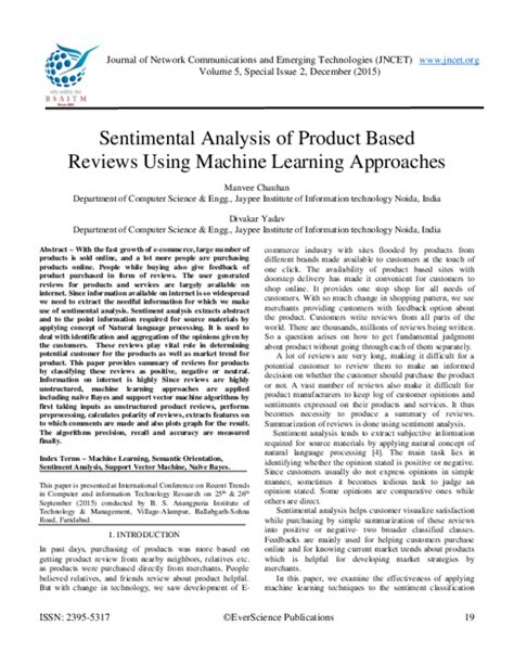 Pdf Sentimental Analysis Of Product Based Reviews Using Machine