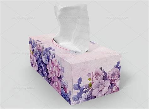 جعبه دستمال کاغذی گل های بنفش گرافیک با طعم تربچه