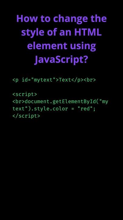 How to change the style of an HTML element using JavaScript #shorts #javascript - YouTube