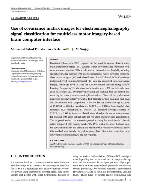 Use Of Covariance Matrix Images For Electroencephalography Signal Classification For Multiclass