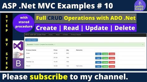 Asp Net MVC Full CRUD Operation Using ADO Net SQL Stored Procedures | Create, Read, Update ...