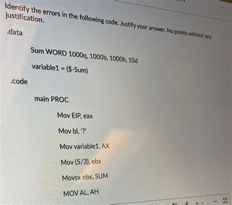 Solved Identify The Errors In The Following Code Justify