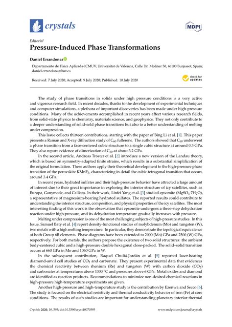 Pdf Pressure Induced Phase Transformations