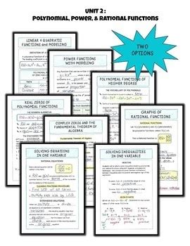 Polynomial Power And Rational Functions FOLDABLES PreCalculus Unit