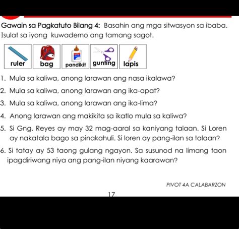 Gawain sa Pagkatuto Bilang 4 Basahin ang mga | StudyX