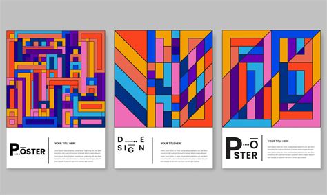 Modern Grid Cover With Geometric Shapes Geometry Graphics And Abstract Background Vector Set