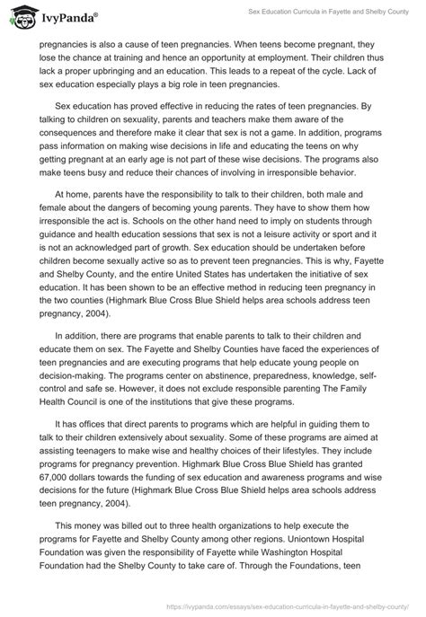 Sex Education Curricula In Fayette And Shelby County 1466 Words