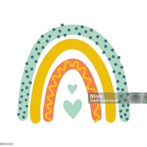 귀여운 벡터 무지개입니다 생일 초대장 또는 베이비 샤워 포스터 의류 보육 벽 예술 및 엽서를 위한 아기 디자인 0명에 대한 스톡 벡터 아트 및 기타 이미지 Istock