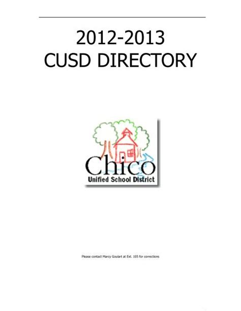 2012 2013 Cusd Directory Chico Unified School District