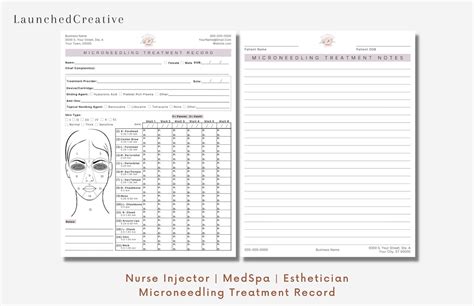 Microneedling Treatment Record Form Template Prp Microneedle Etsy
