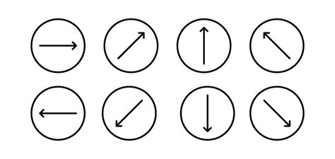 Swipe Icon Set Arrow On Circle Button Symbol Arrow Up Down Left Right And Diagonal
