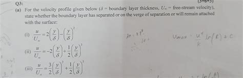 Solved Q a For the velocity profile given below δ Chegg