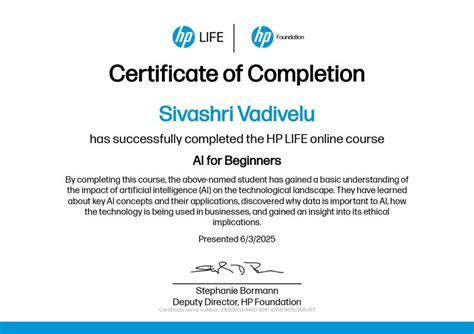 📢 certificate milestone achieved sivashri vadivelu