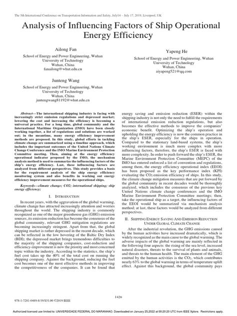 Analysis Of Influencing Factors Of Ship Operational Energy Efficiency Pdf United Nations