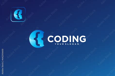 Code Logo Vector Blue Technology Symbol Code Logo Illustration