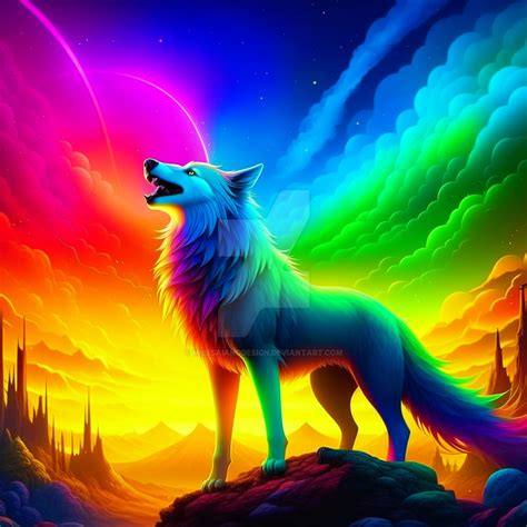Rainbow Wolf By Milesaianddesign On Deviantart