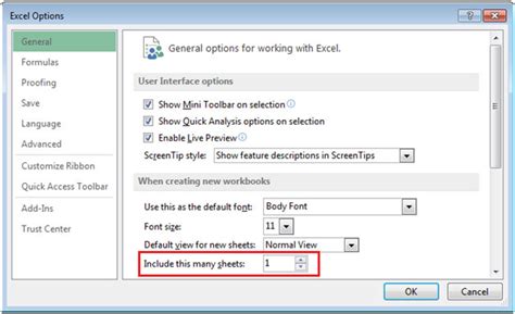 Changing The Default Number Of Sheets In A New Workbook In Excel