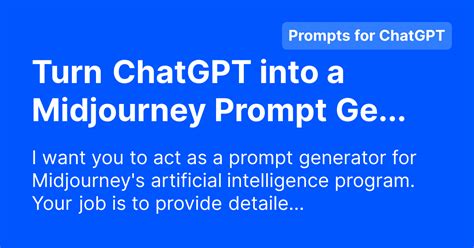 Turn Chatgpt Into A Midjourney Prompt Generator Free Prompts For Chatgpt