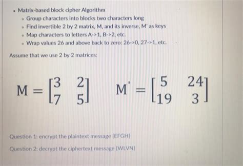 solved matrix based block cipher algorithm group