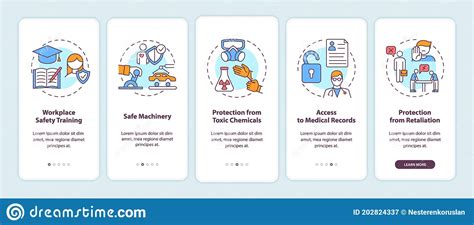 Workplace Safety Rights Onboarding Mobile App Page Screen With Concepts