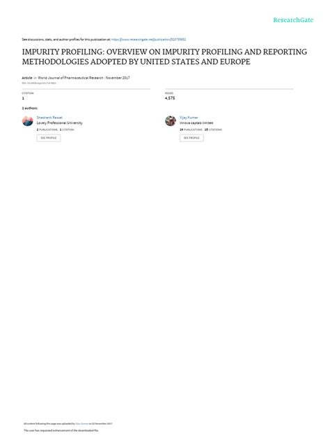 Articlewjpr1509430778 Impurity Profiling Pdf Chromatography
