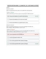 TEST CERTIFICACION HANA C HANATEC SAP HANA SPS Pdf CERTIFICACION HANA C