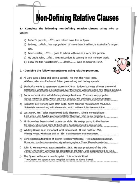 Non Defining Relative Clauses 1 Pdf Linguistics