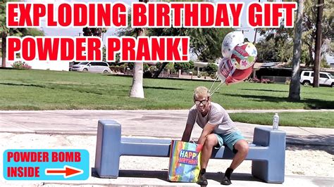Exploding Birthday T Powder Prank Youtube
