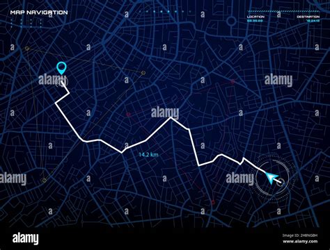 City Map Navigation Interface Gps Navigator Vector Screen Street Roads And Location Background