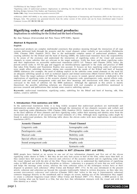 Pdf Signifying Codes Of Audiovisual Products Implications In