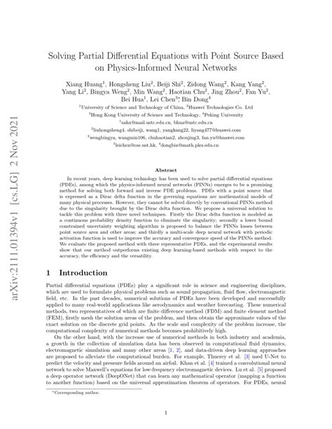 pdf solving partial differential equations with point source based on