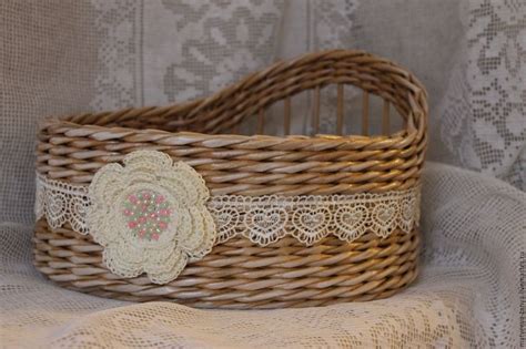 Купить Корзинка интерьерная плетеная бежевый плетение из бумаги бумажная лоза корзина