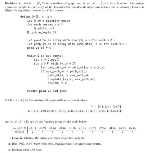 solved problem 8 let g v e be a undirected graph and let