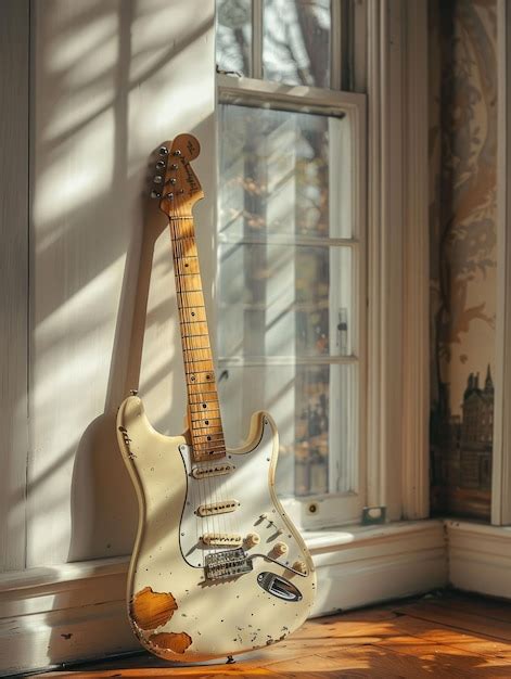 Aesthetic Background Wallpaper With Modern Vintage Acoustic Guitar