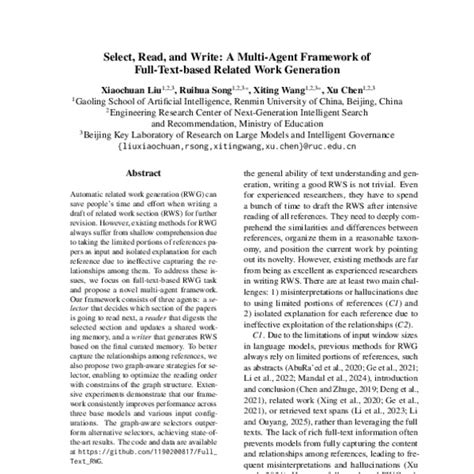 Select Read And Write A Multi Agent Framework Of Full Text Based
