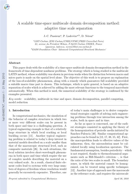 Pdf A Scalable Time Space Multiscale Domain Decomposition Method Adaptive Time Scale Separation